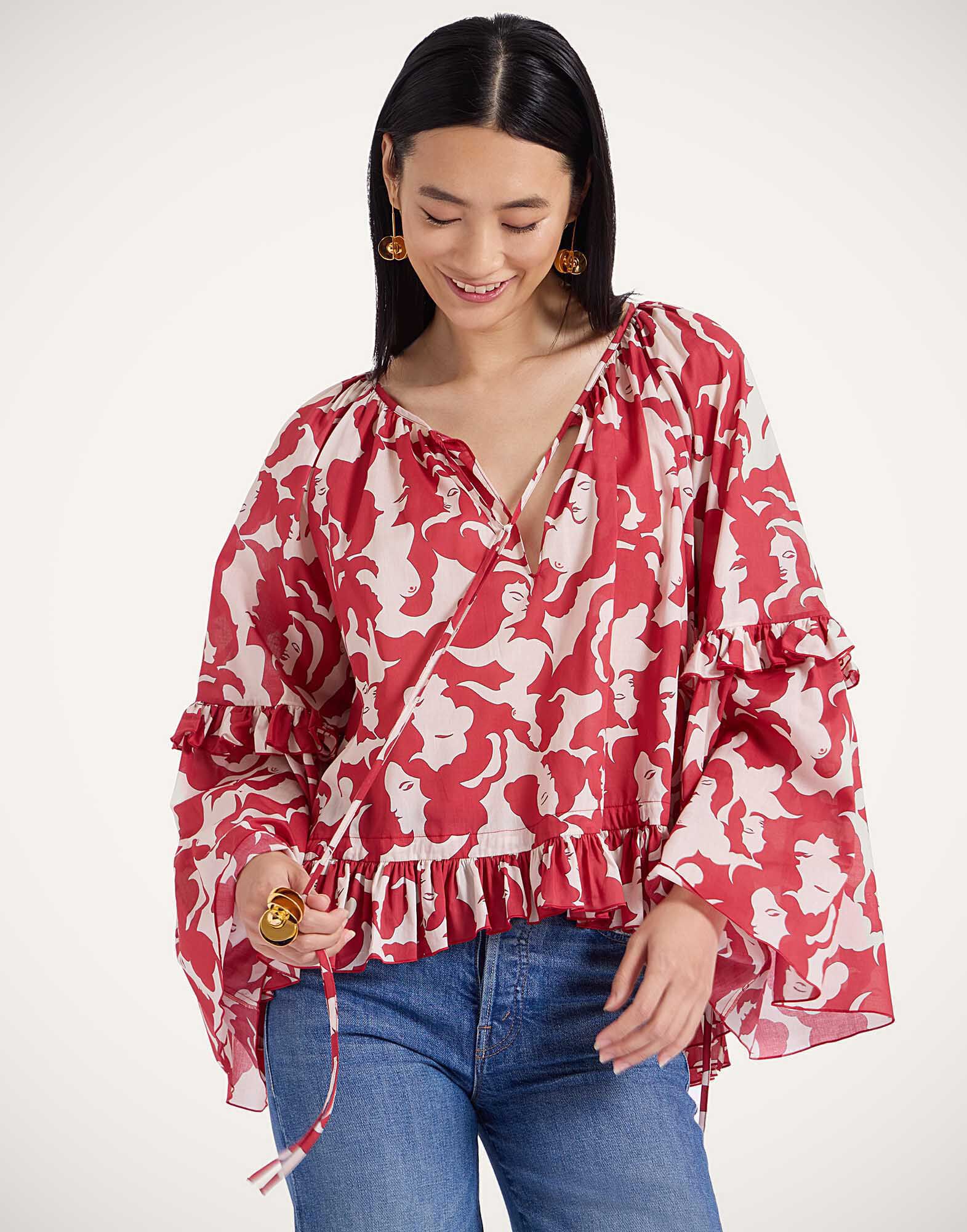 Boho Blouse in Mamma Red for Women | La DoubleJ US