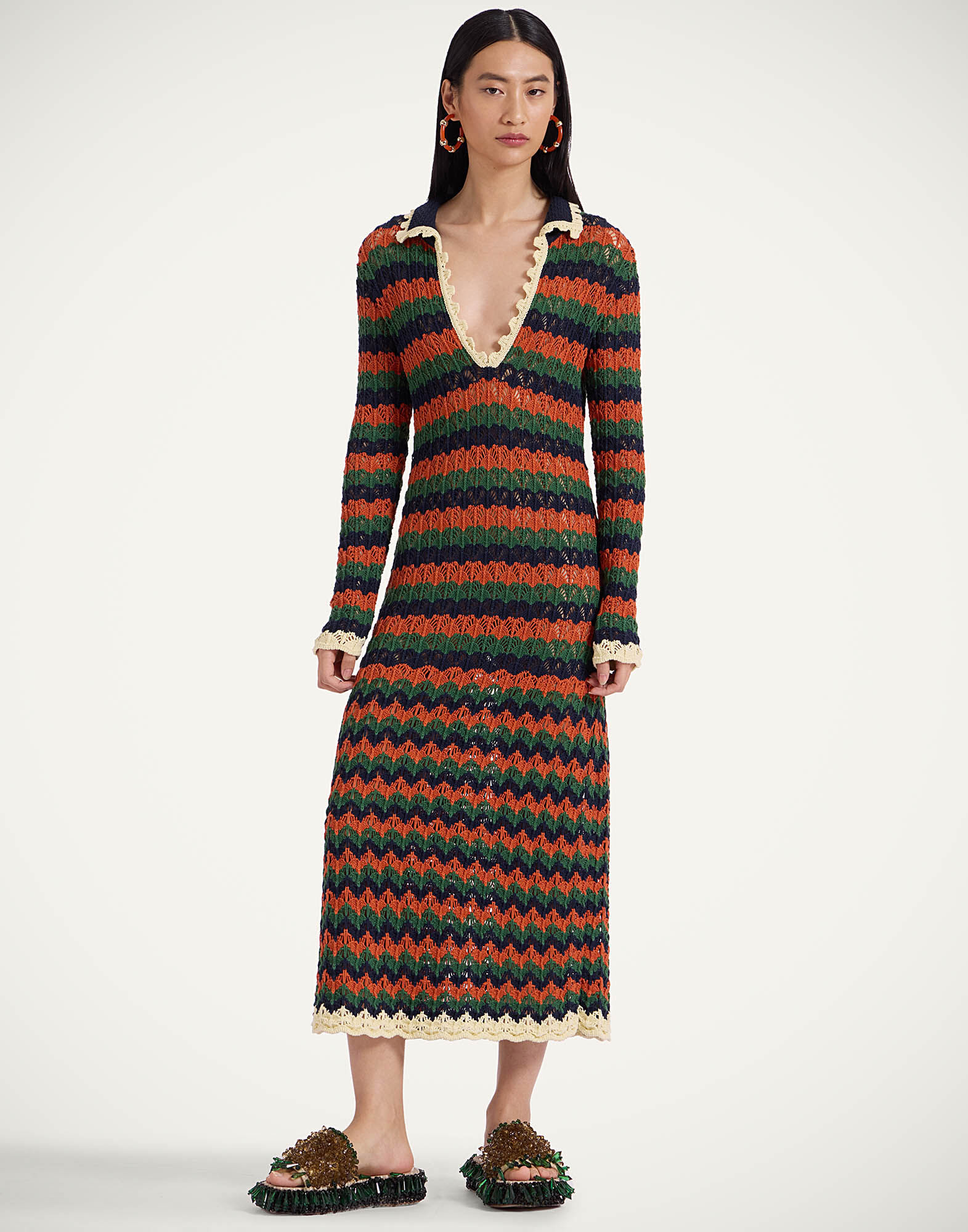 Perry Knit Dress in Multicolor Rust & Military for Women | La DoubleJ US