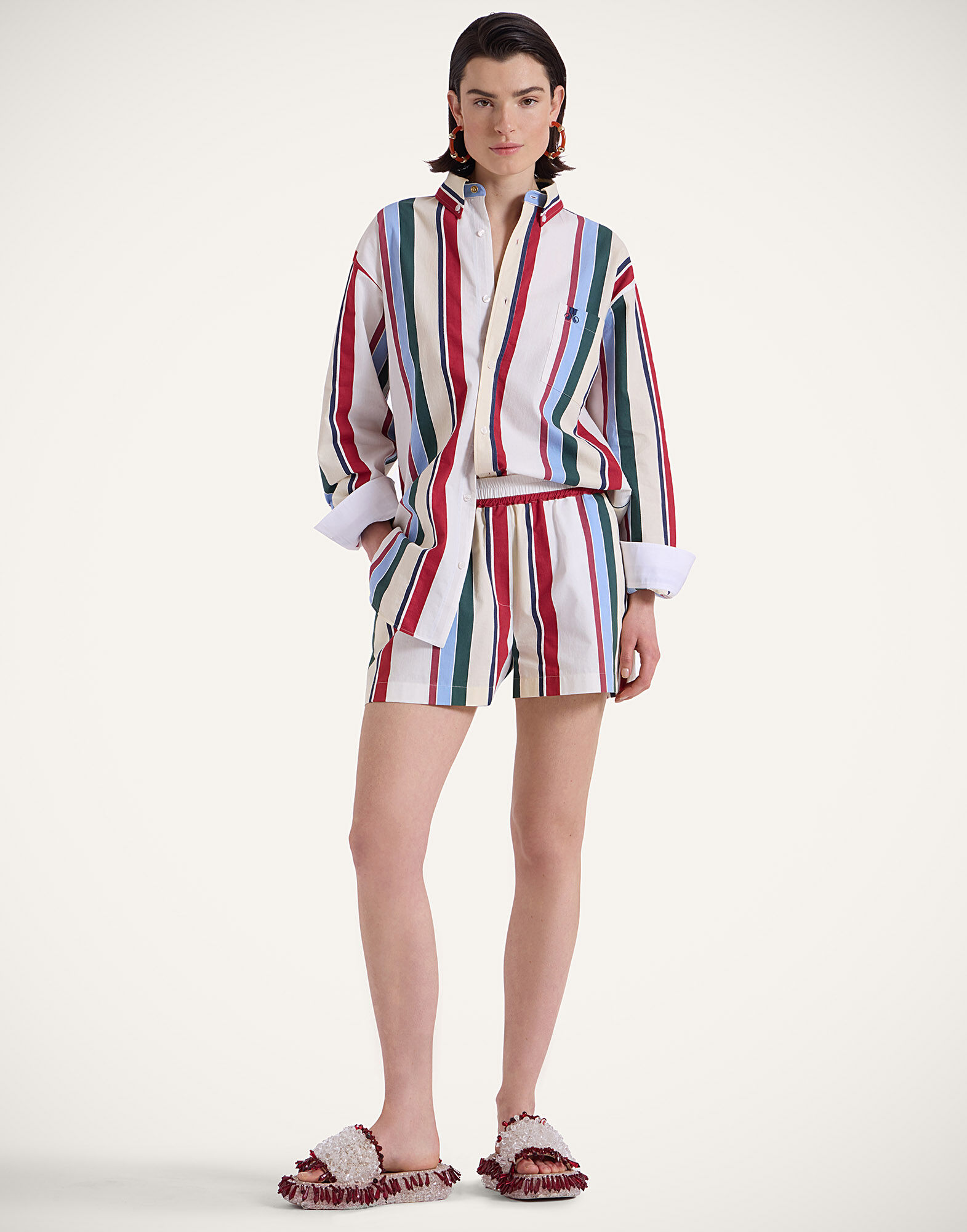 Pull-Up Shorts in Stripes Multicolor for Women | La DoubleJ US