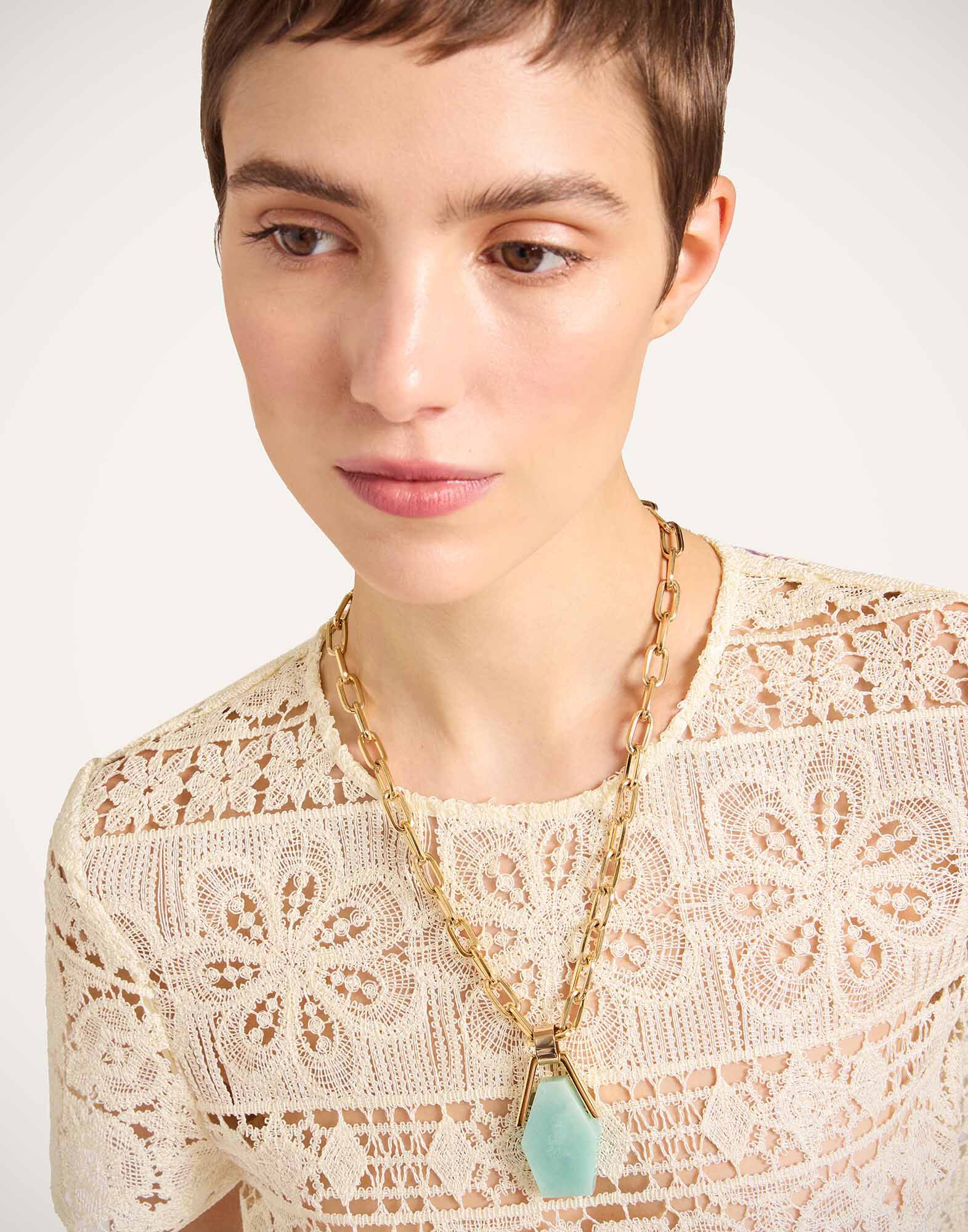 Portal Necklace in 24K Gold Plate & Amazonite for Women | La DoubleJ US